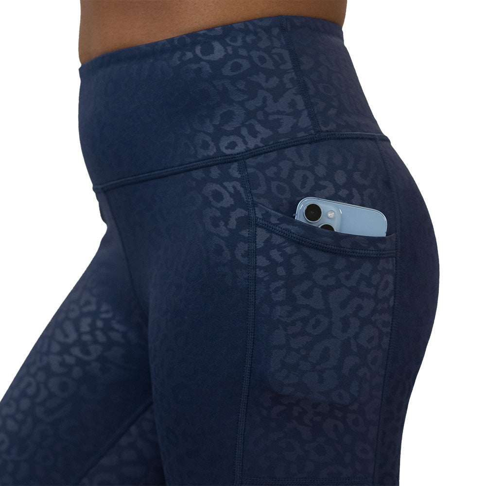 Navy Leopard Leggings | Workout Leggings With Pockets – Constantly ...